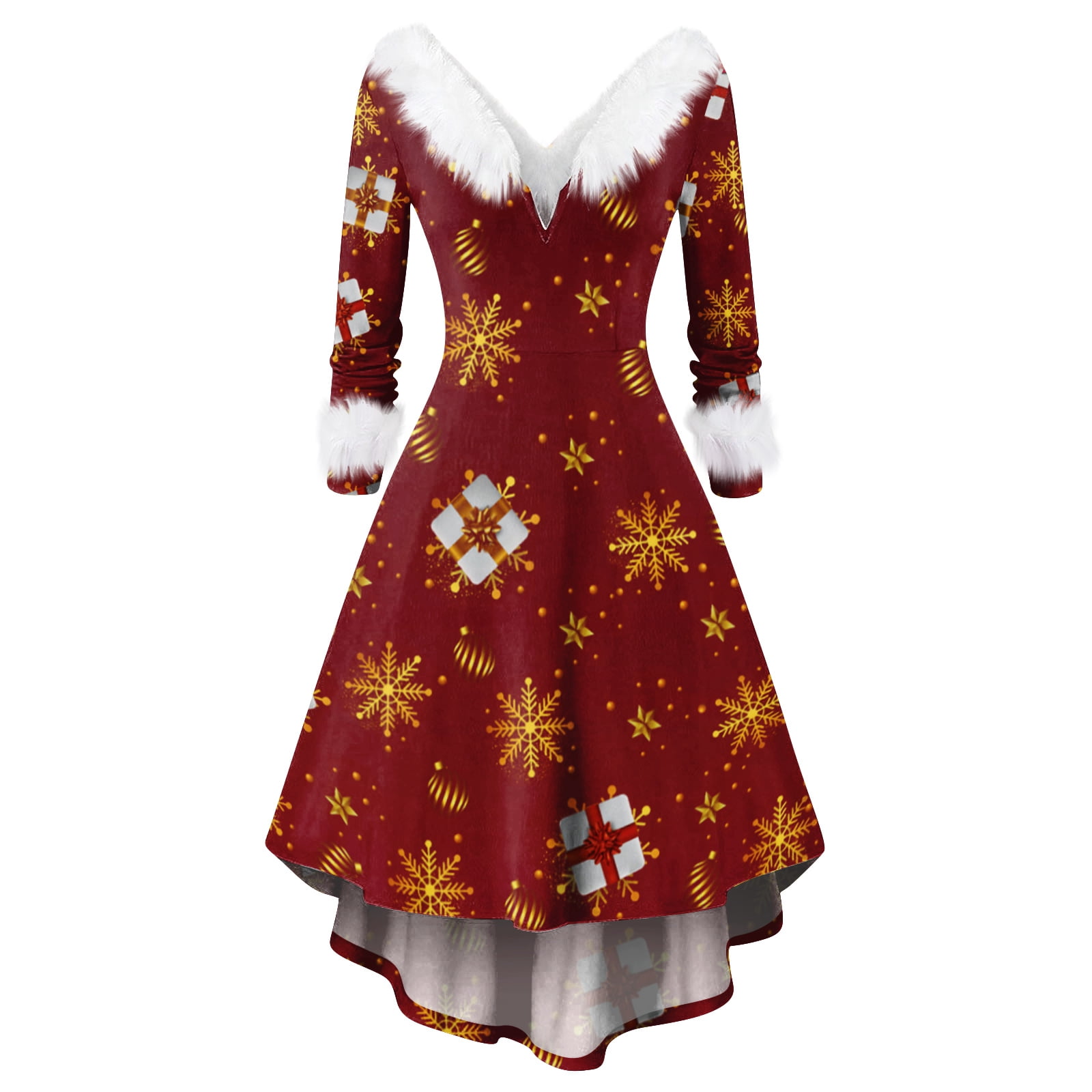 Christmas Party Printed Dresses For Women Vintage Christmas Midi Dress ...