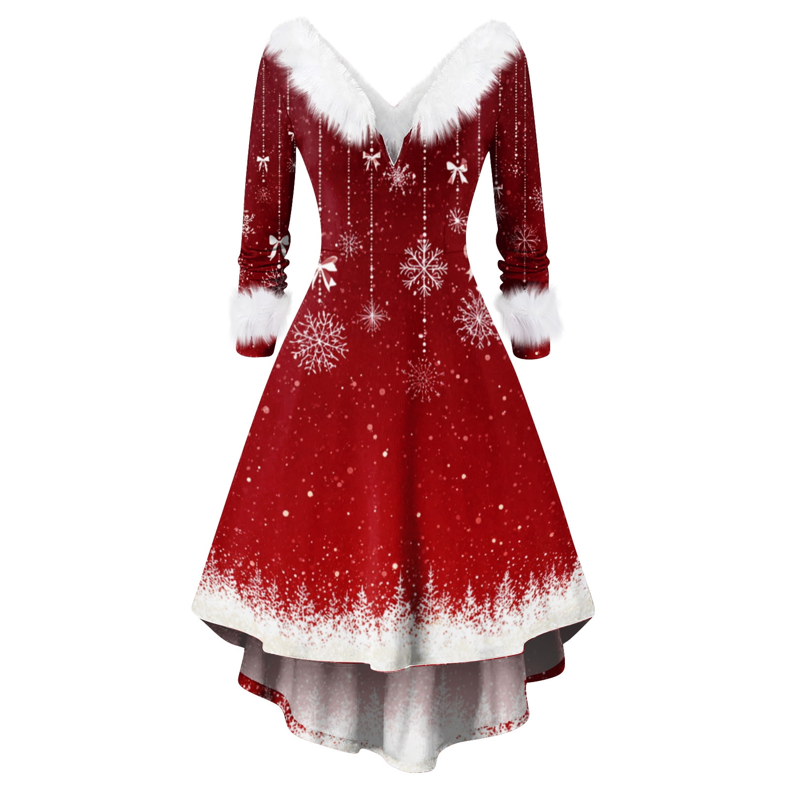 Christmas Party Printed Dresses For Women Vintage Christmas Midi Dress ...