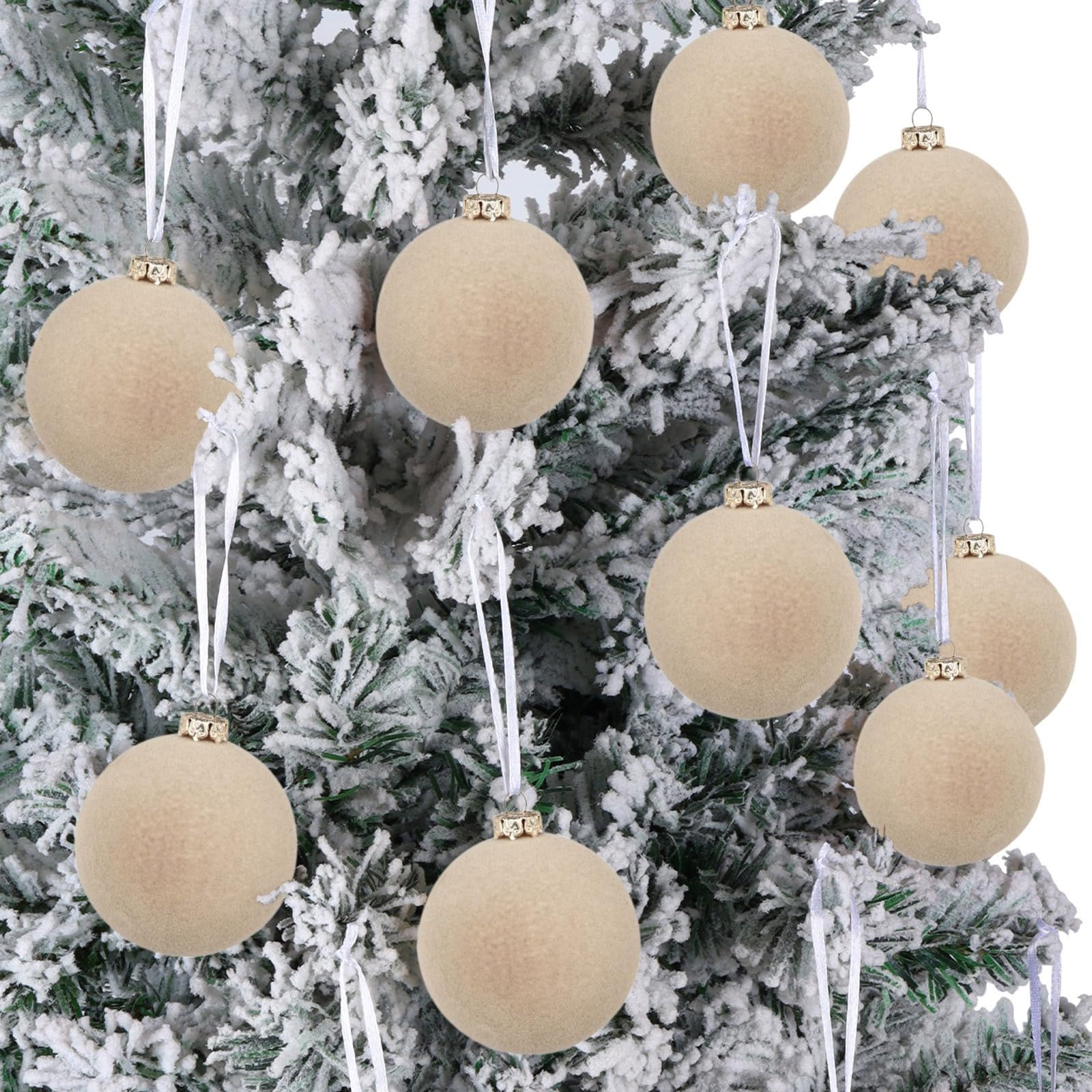 Christmas Party Supplies 12 Pcs Flocked Velvet Christmas Ornament Balls ...