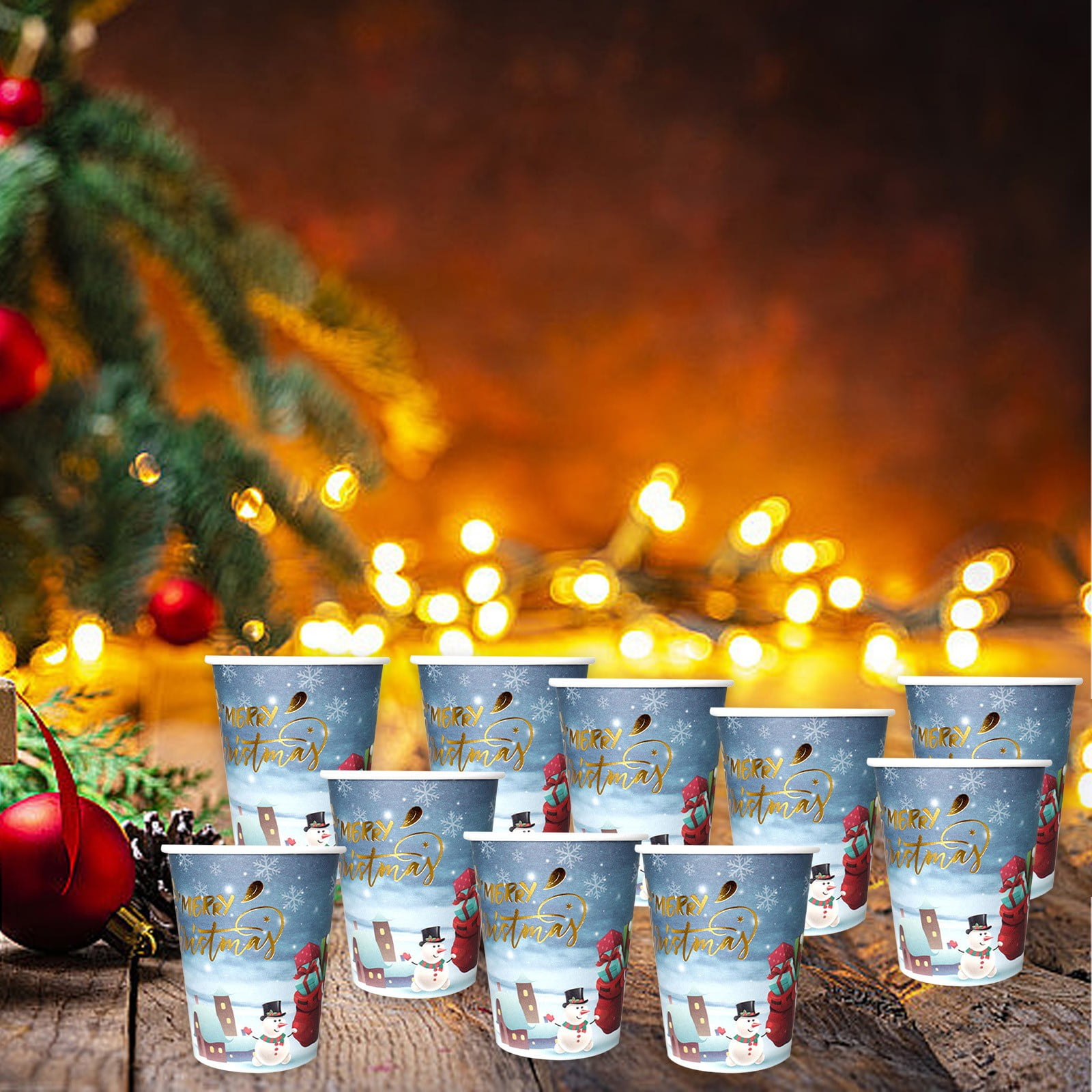 Christmas Party Tableware, Disposable Paper Cups, 10PC Set, Festive ...