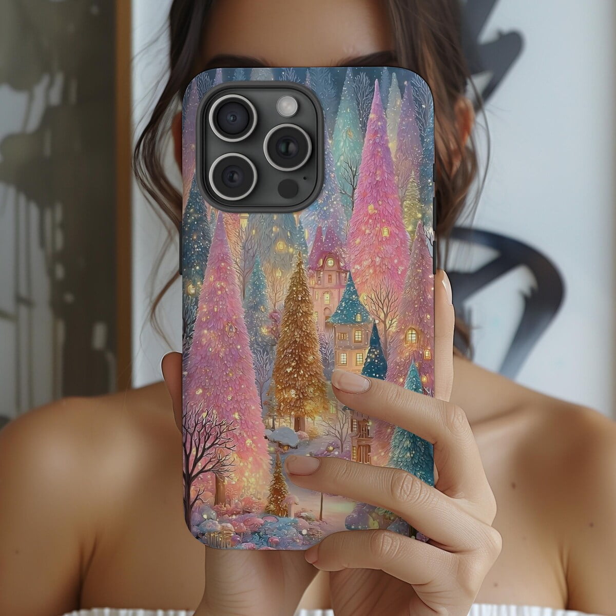 Christmas Pastel Village Winter Snow Holiday Phone Case 17 through 11 ...