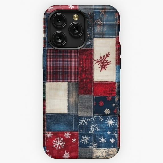 Christmas Patchwork Quilt Style Cozy Holiday Print iPhone Case 17 11 12 ...