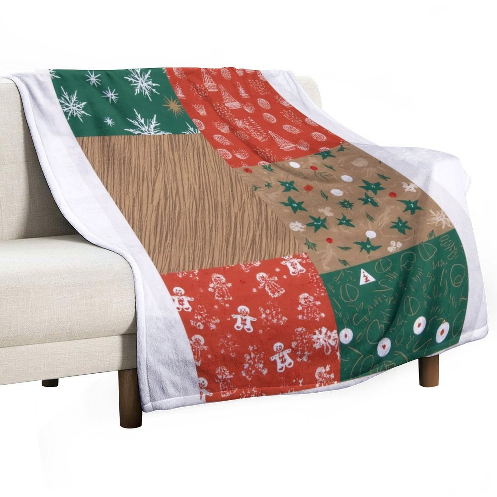 Christmas Pattern Fabric Swatches Throws Blankets for Sofa Bed Winter ...