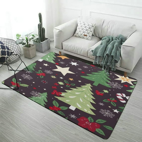Christmas Pattern Festive.(2) Rug Non-Slip Floor Carpet for Living Room ...