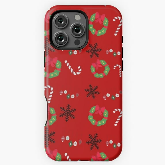 Christmas Pattern Festive Holiday Icons Art iPhone Case 17 to 11 Pro ...