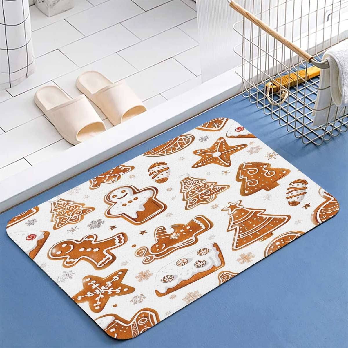 Christmas Pattern Of Gingerbread Cookies Diatomite Bath Mats Bathroom ...