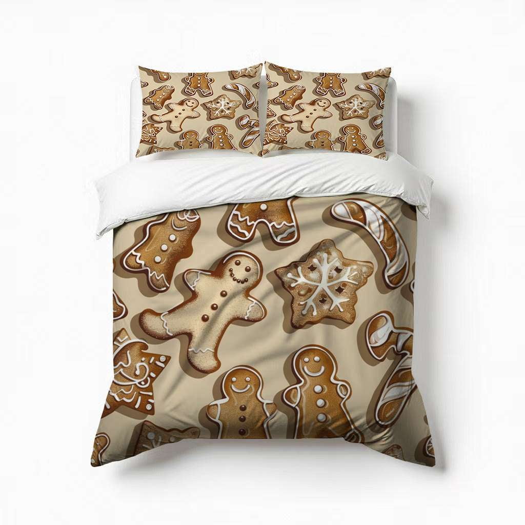 Christmas Pattern Of Gingerbread Cookies Bedding Set 3 Pcs Soft ...