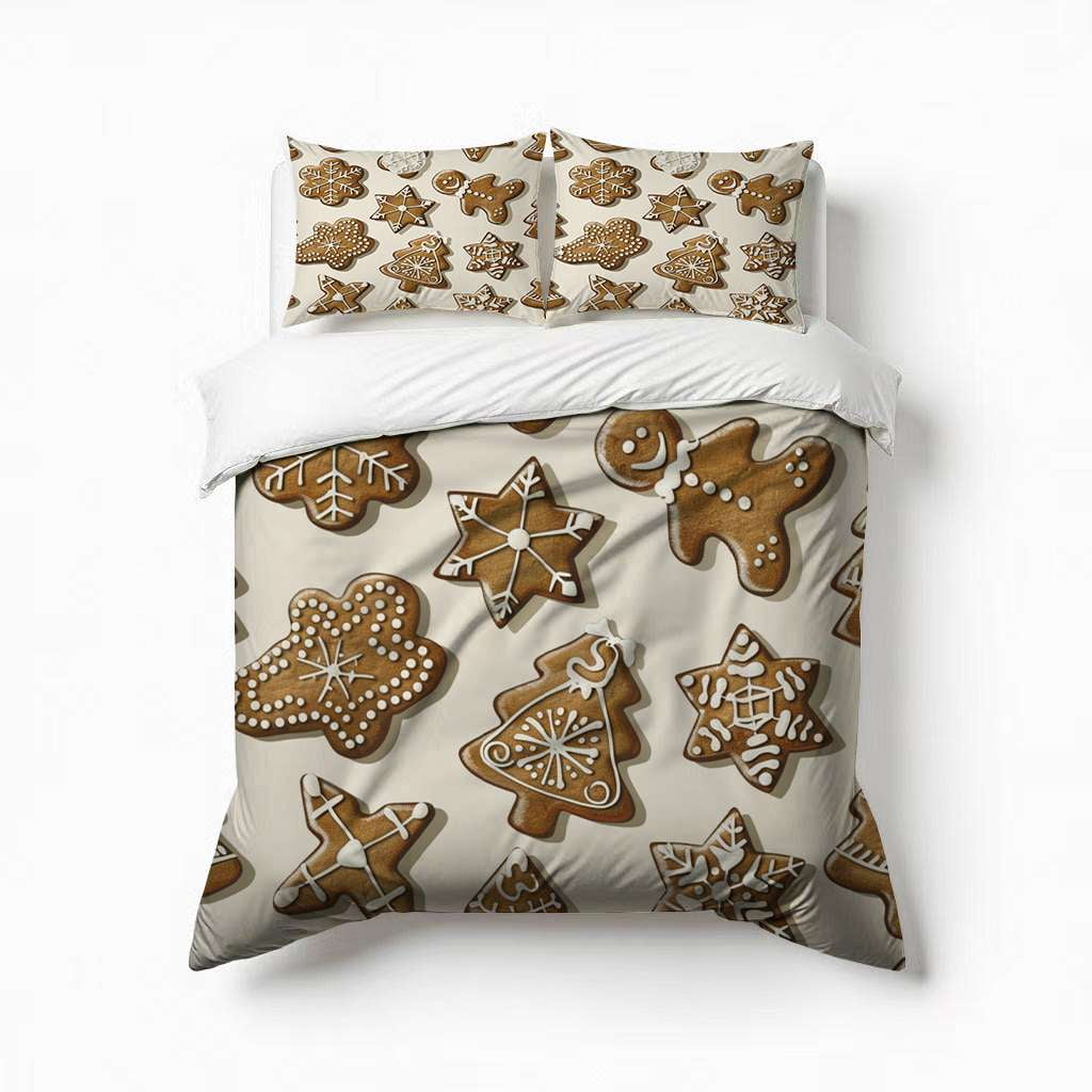Christmas Pattern Of Gingerbread Cookies Bedding Set 3 Pcs Soft ...