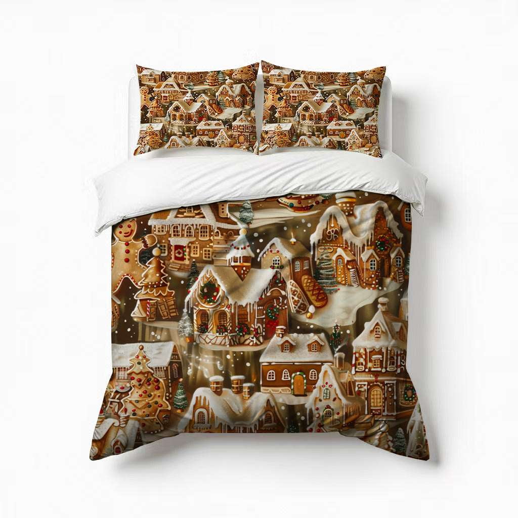 Christmas Pattern Of Gingerbread Cookies Bedding Set 3 Pcs Soft ...