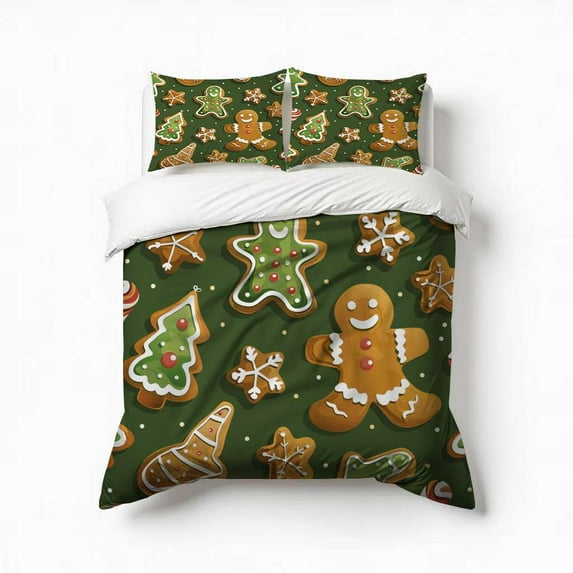 Christmas Pattern Of Gingerbread Cookies Bedding Set 3 Pcs Soft ...