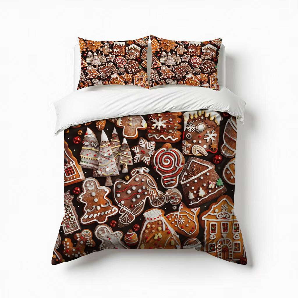 Christmas Pattern Of Gingerbread Cookies Bedding Set 3 Pcs Soft ...