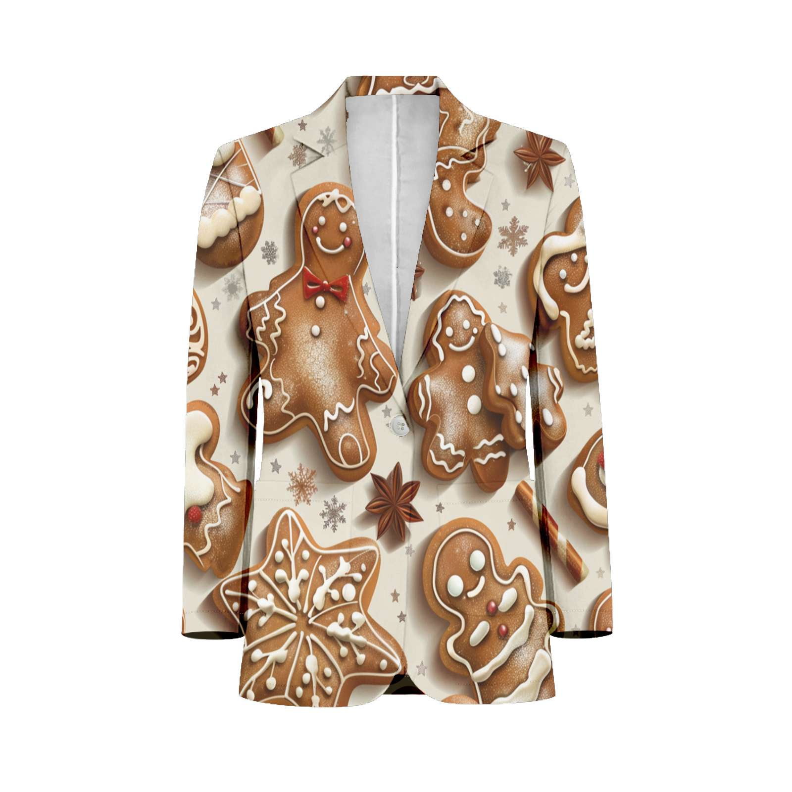 Christmas Pattern Of Gingerbread Cookies Customized Men's Suits full ...