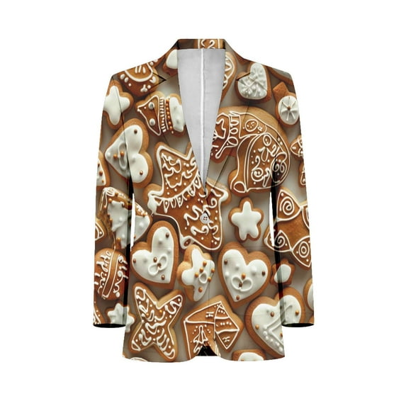 Christmas Pattern Of Gingerbread Cookies Men Blazers Slim Clothing ...