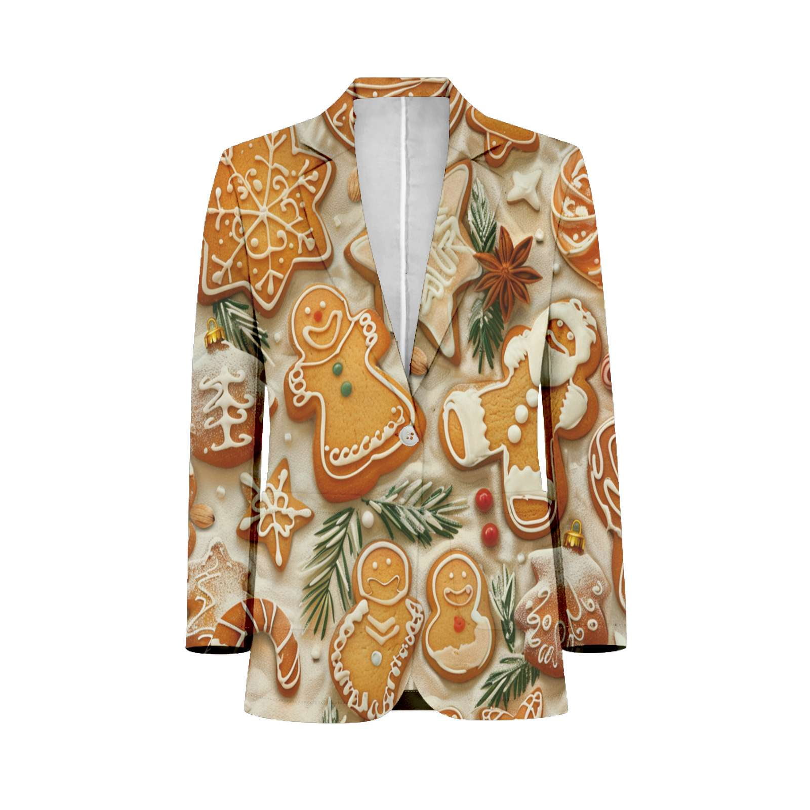 Christmas Pattern Of Gingerbread Cookies Men Blazers Slim Clothing ...