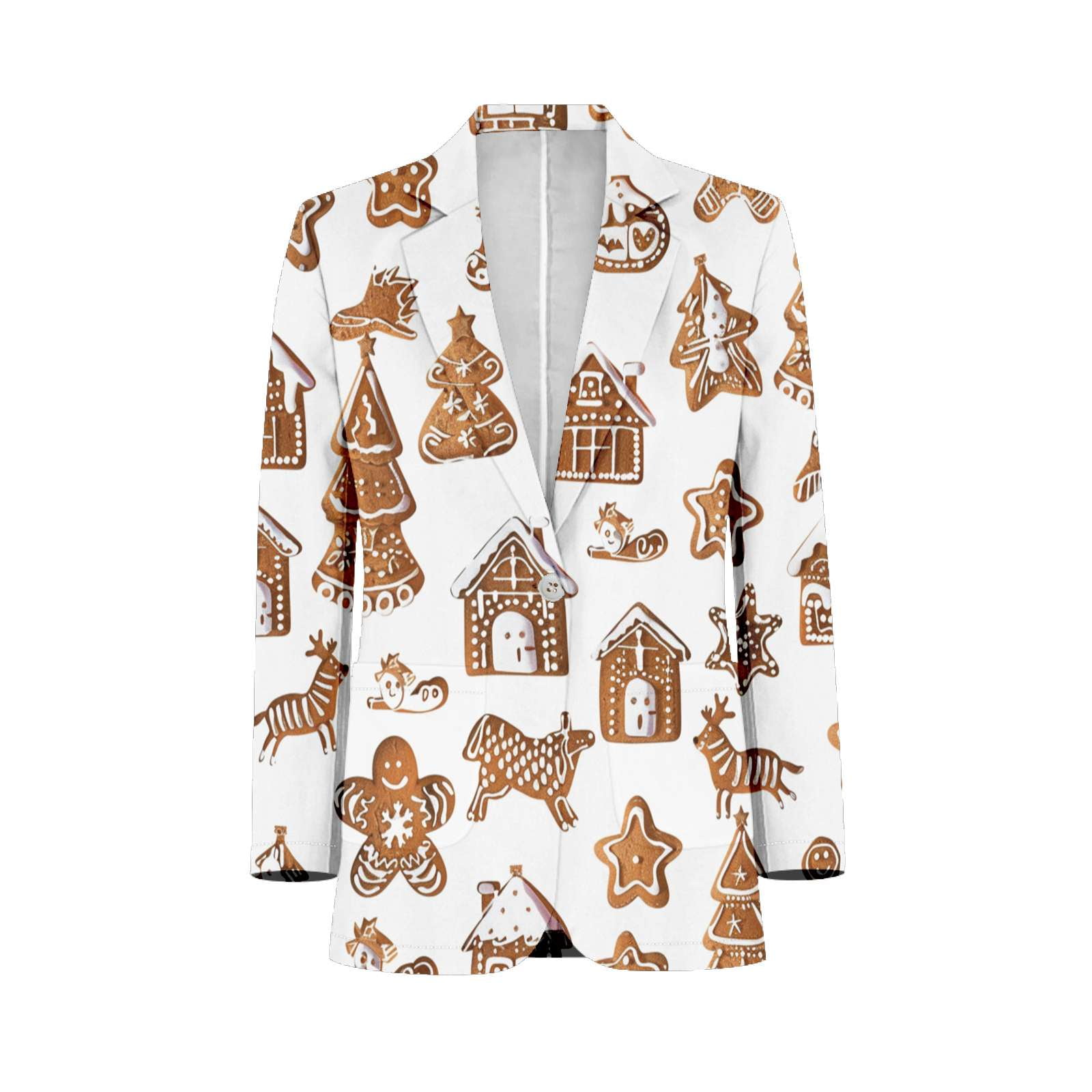 Christmas Pattern Of Gingerbread Cookies Men Blazers Slim Clothing ...