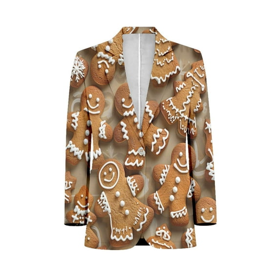 Christmas Pattern Of Gingerbread Cookies Men Blazers Slim Clothing ...