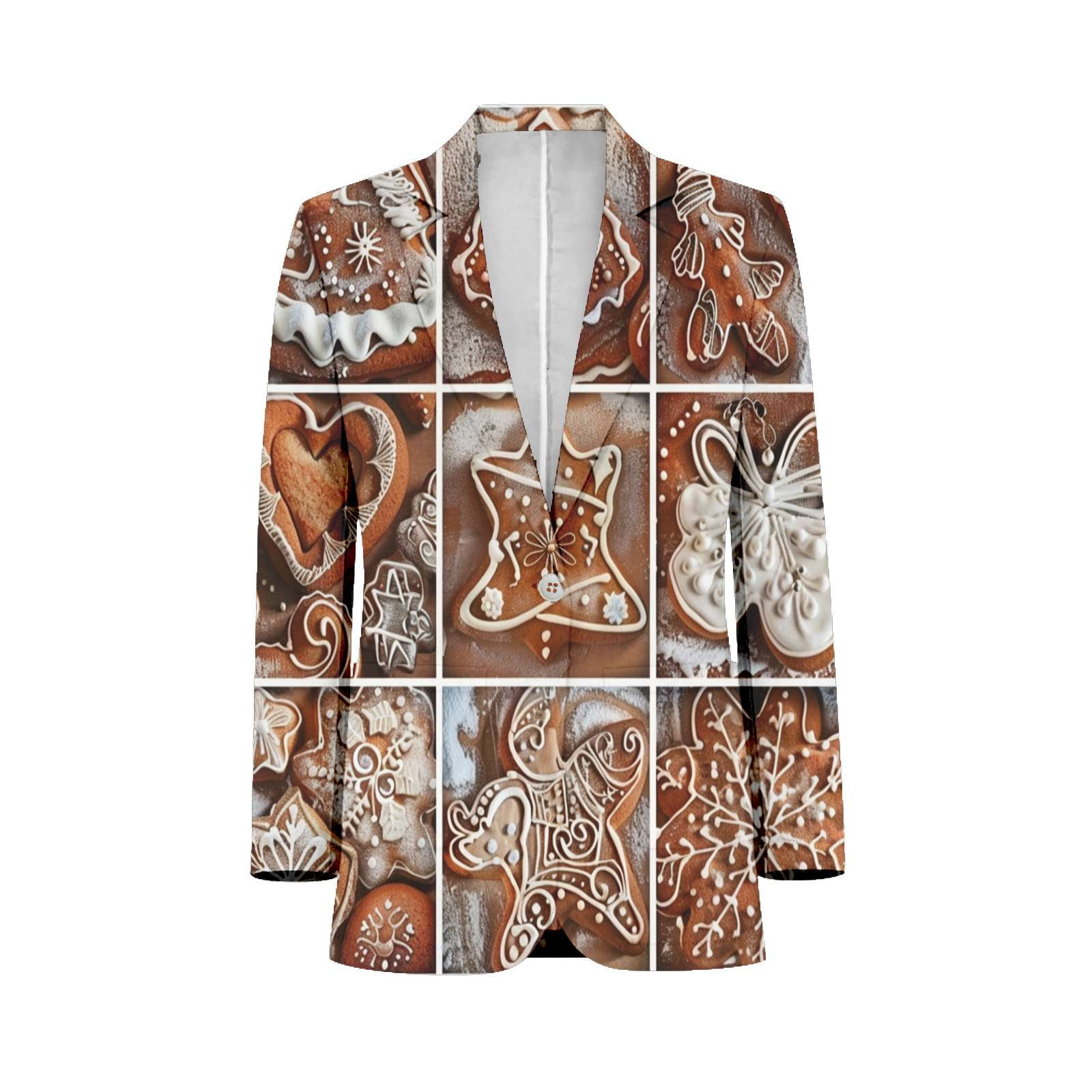 Christmas Pattern Of Gingerbread Cookies Men Blazers Slim Clothing ...