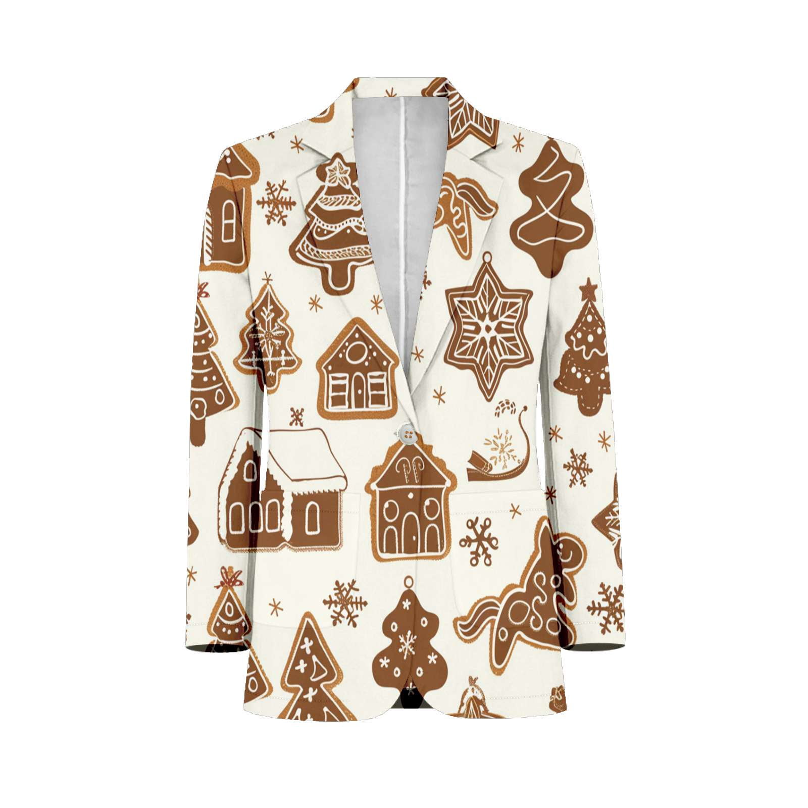 Christmas Pattern Of Gingerbread Cookies Men's Suit Blazer Casual Party ...