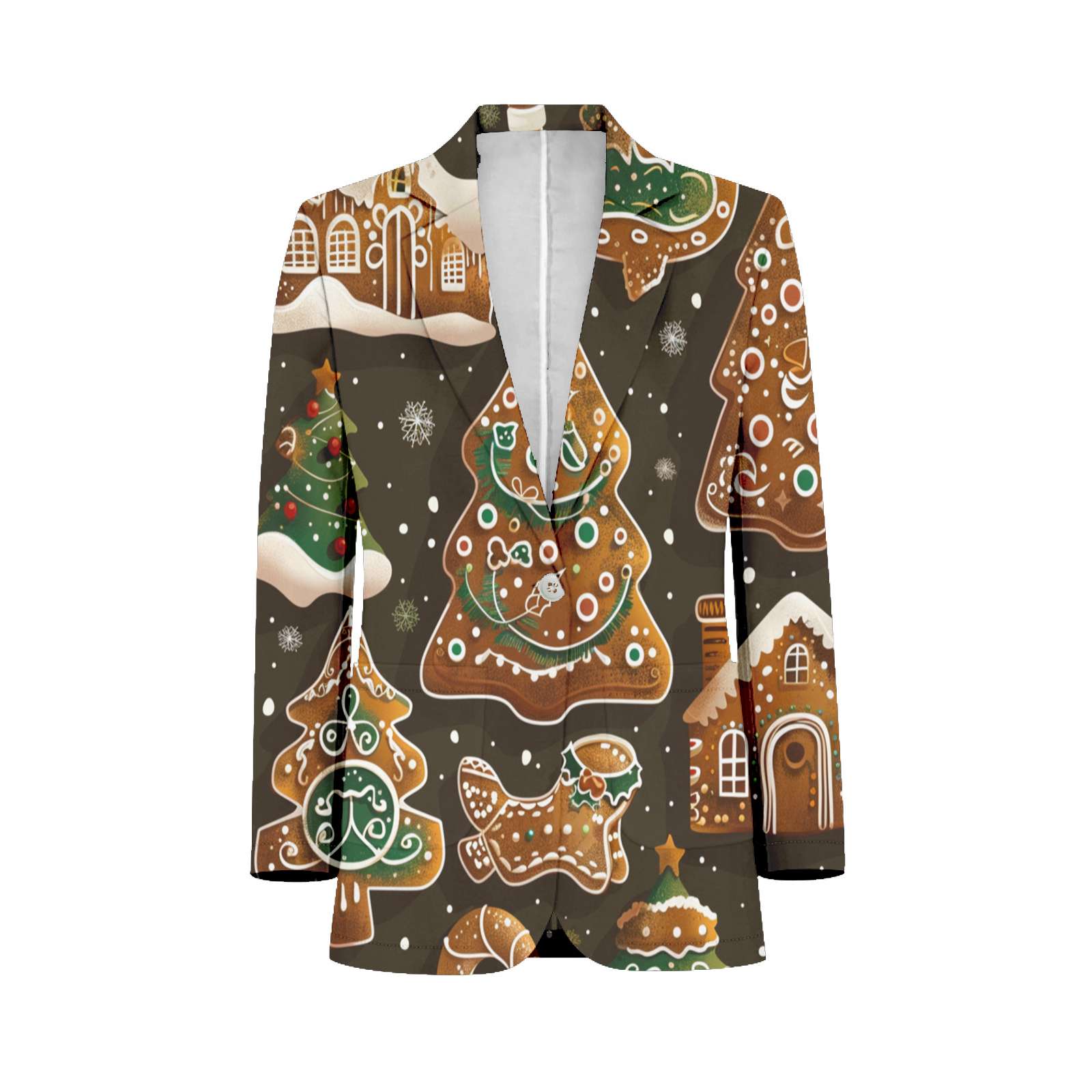 Christmas Pattern Of Gingerbread Cookies Men's Suit Blazer Casual Party ...