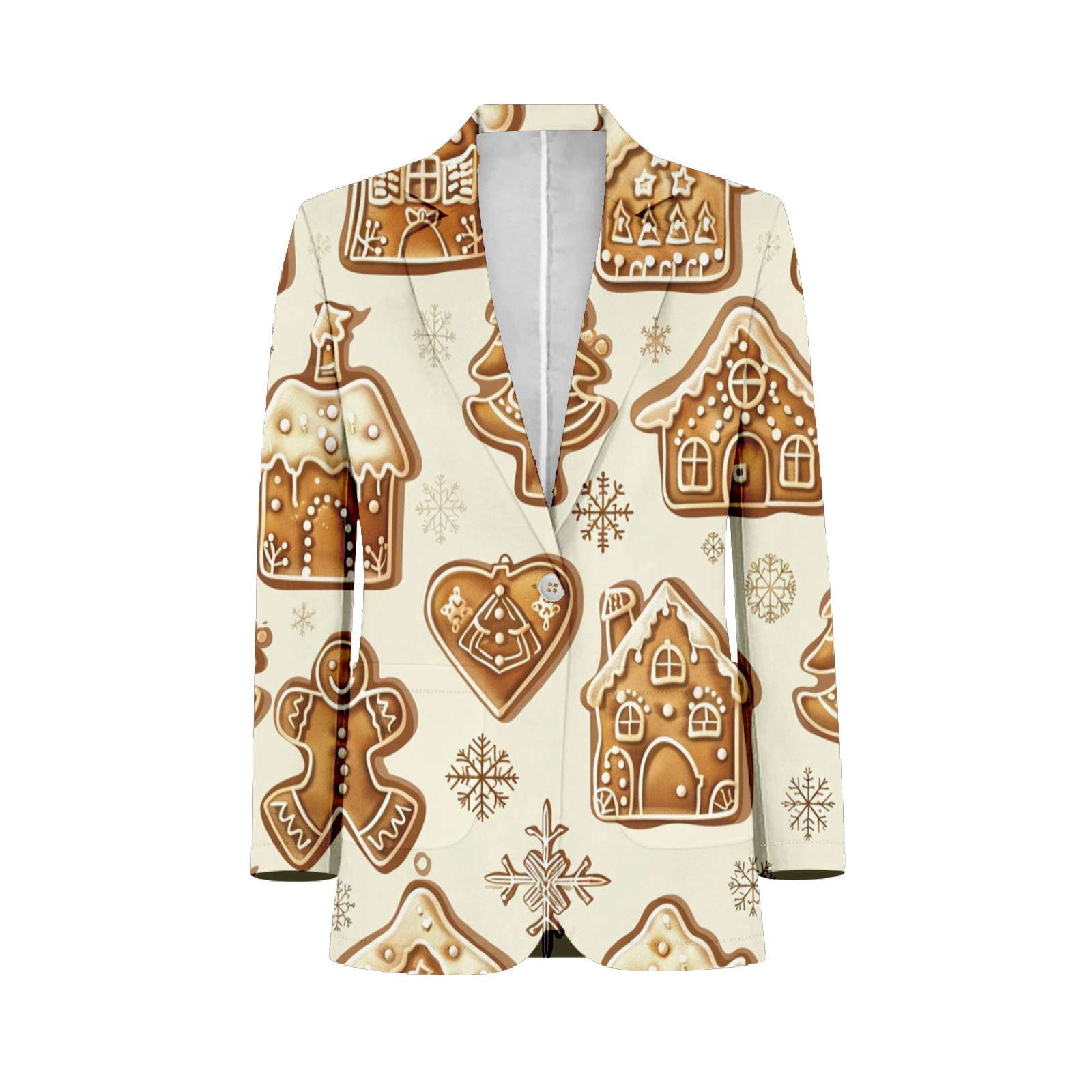 Christmas Pattern Of Gingerbread Cookies Men's Suit Blazer Casual Party ...