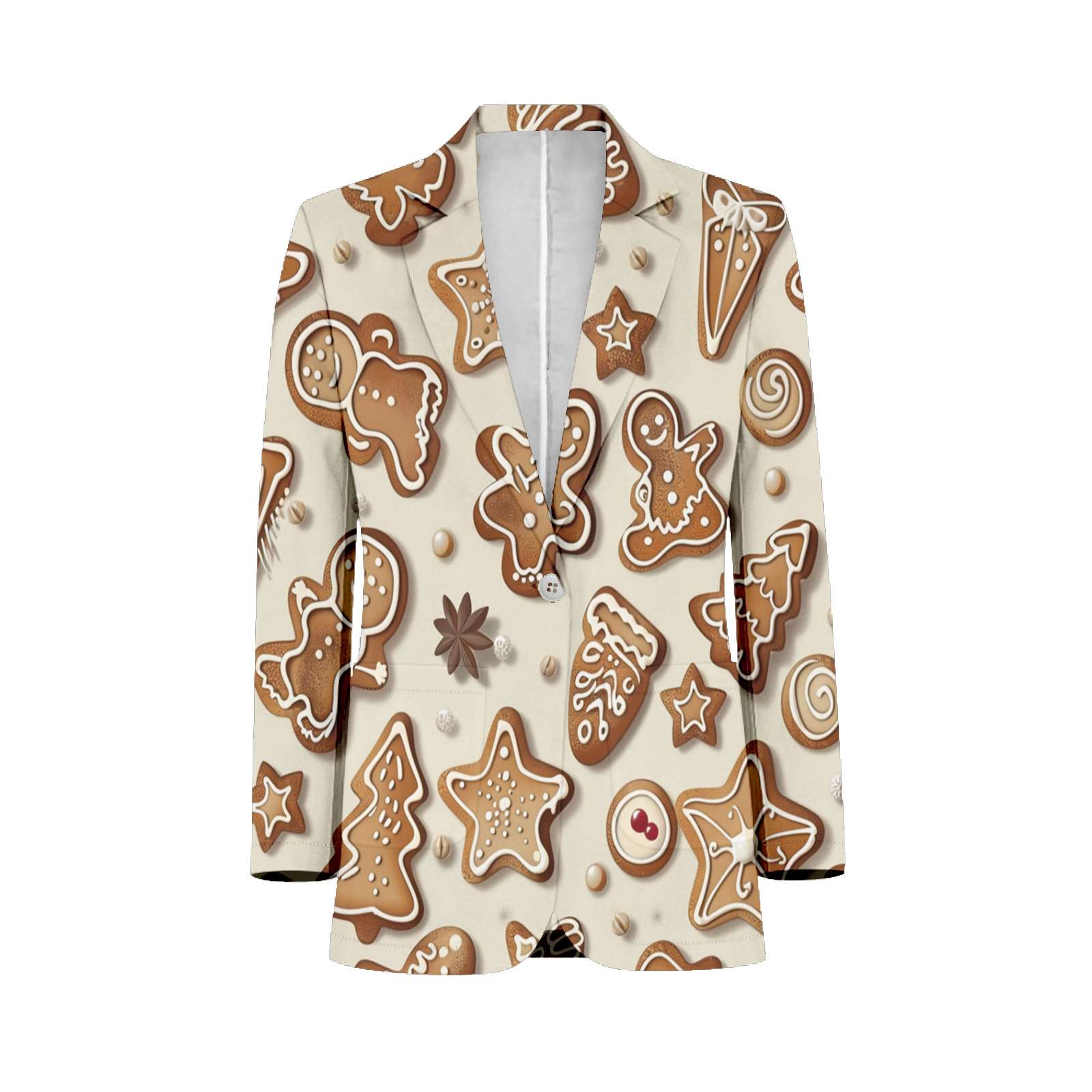 Christmas Pattern Of Gingerbread Cookies Men's Suit Blazer Casual Party ...
