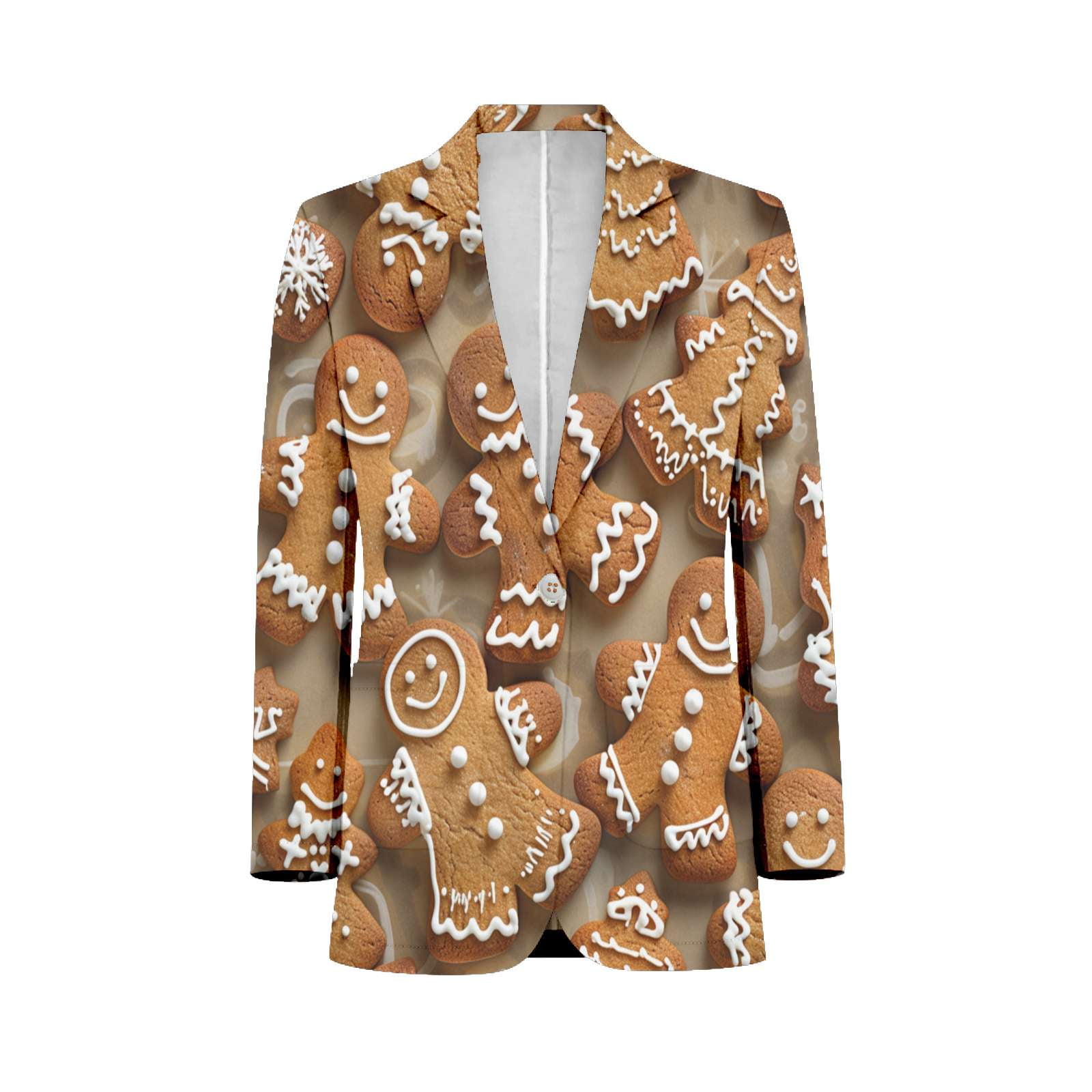 Christmas Pattern Of Gingerbread Cookies Men's Suit Blazer Casual Party ...
