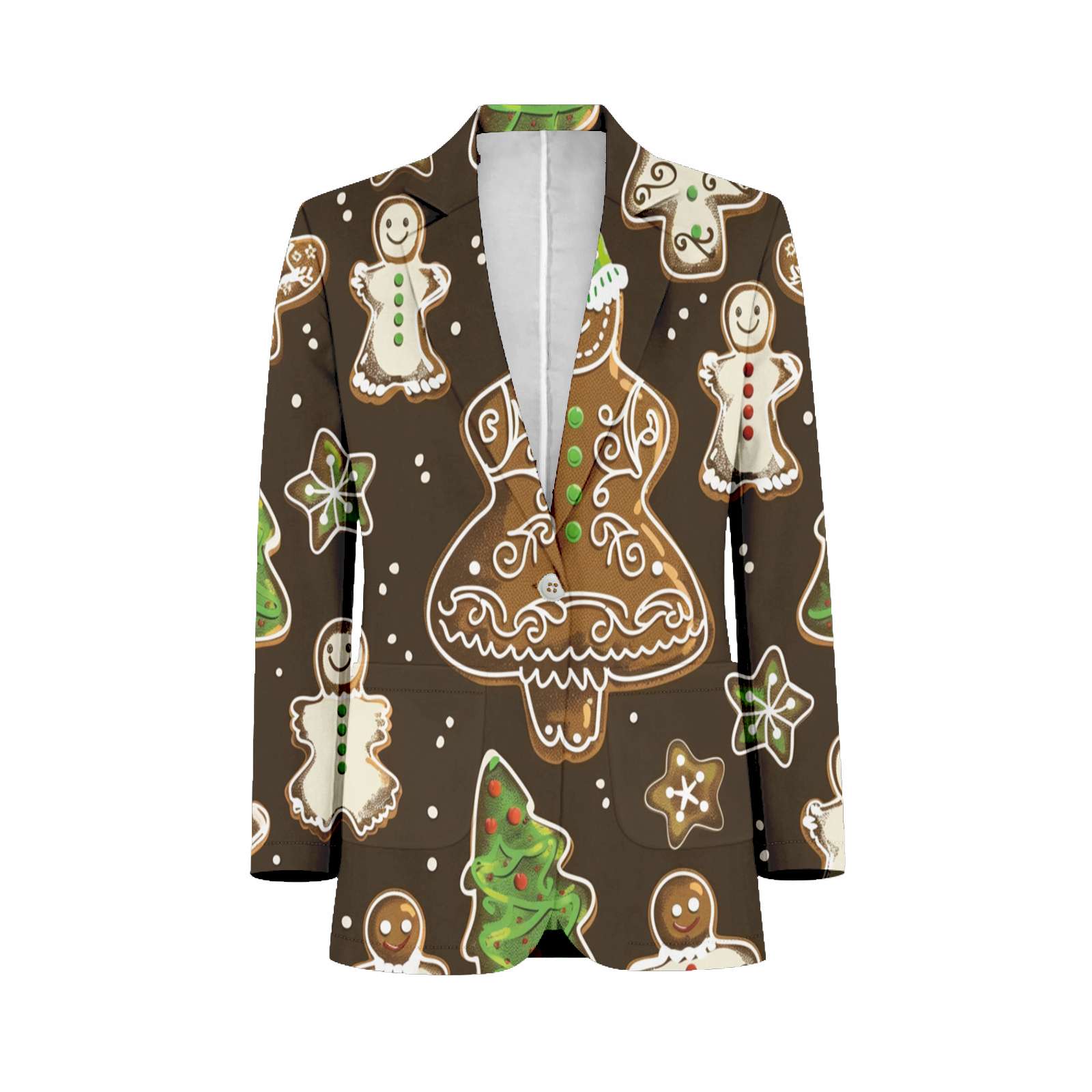 Christmas Pattern Of Gingerbread Cookies Men's Suit Blazer Casual Party ...