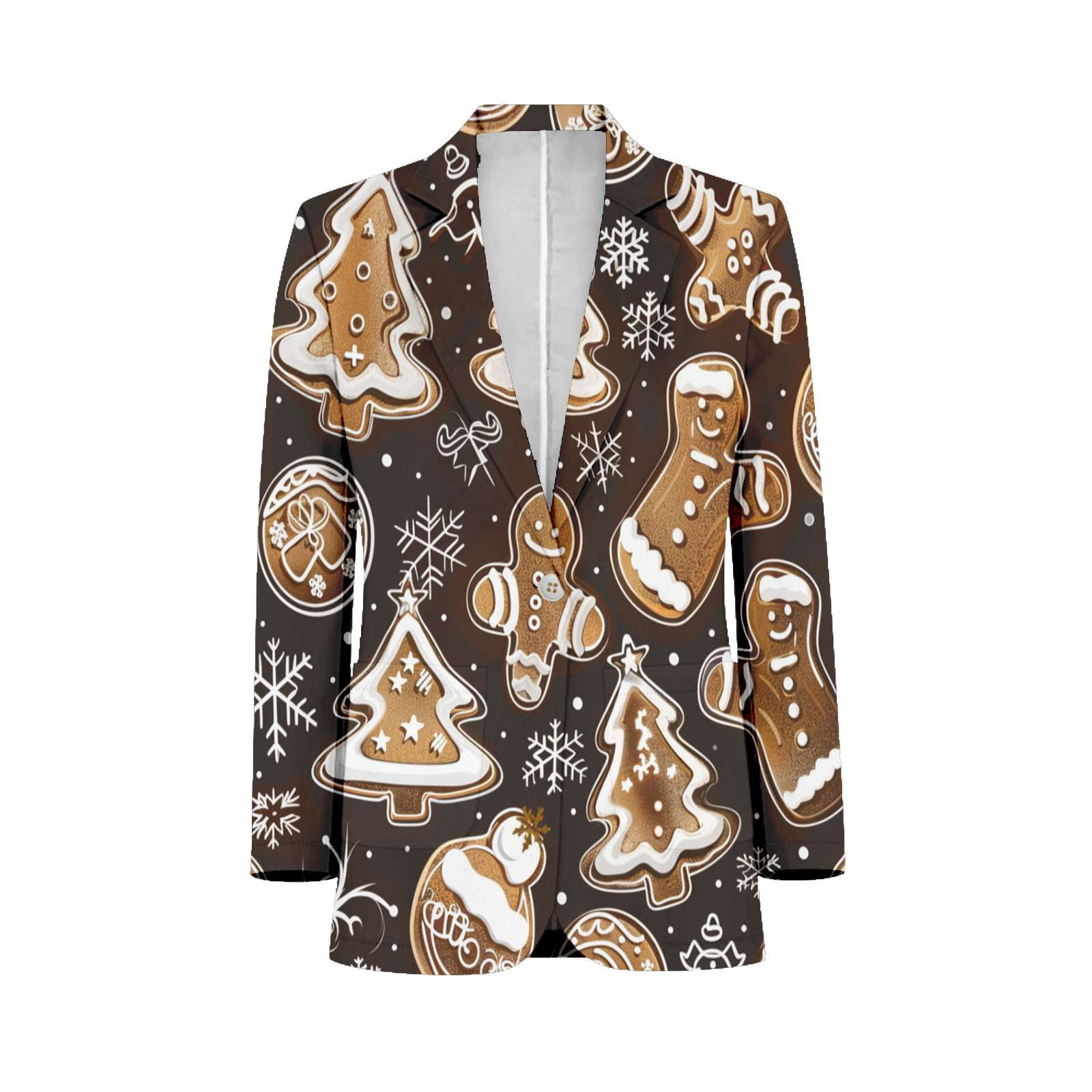 Christmas Pattern Of Gingerbread Cookies Mens Suits Shawl Collar Slim ...
