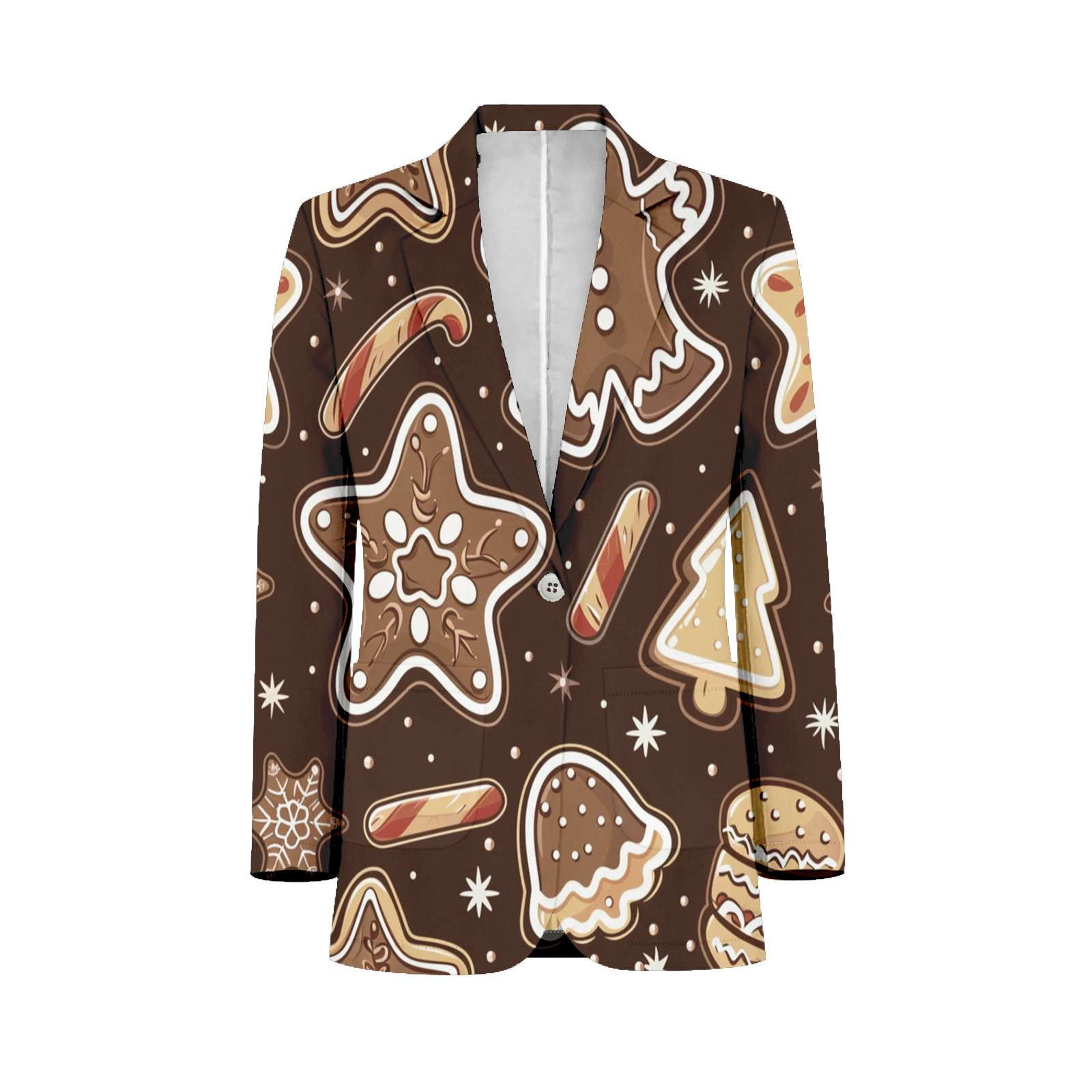Christmas Pattern Of Gingerbread Cookies Mens Suits Shawl Collar Slim ...
