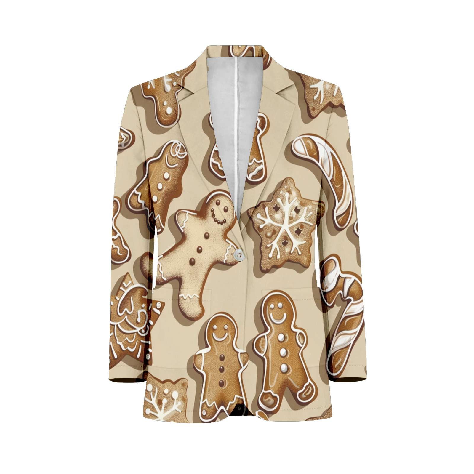 Christmas Pattern Of Gingerbread Cookies Mens Suits Shawl Collar Slim ...