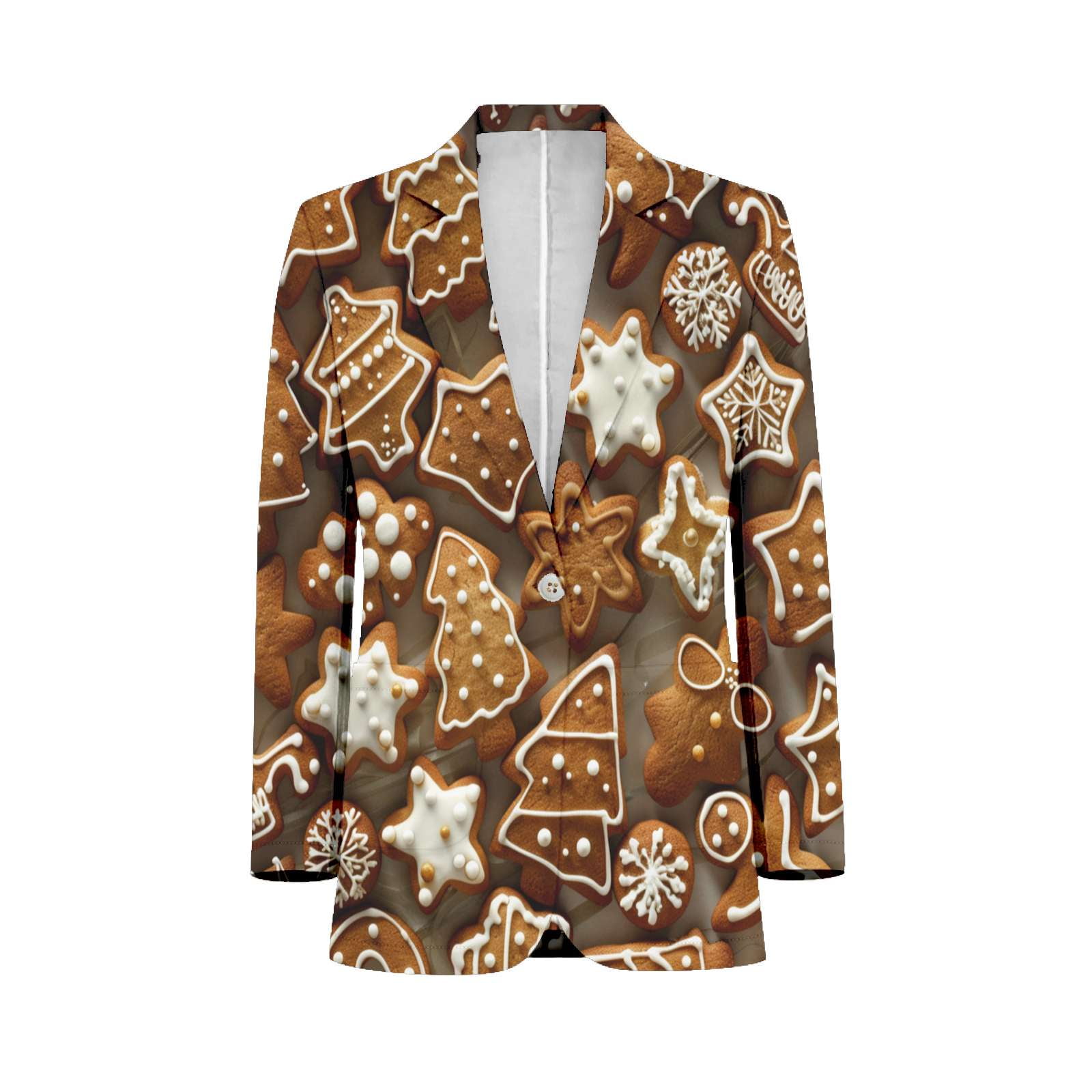 Christmas Pattern Of Gingerbread Cookies Mens Suits Shawl Collar Slim ...