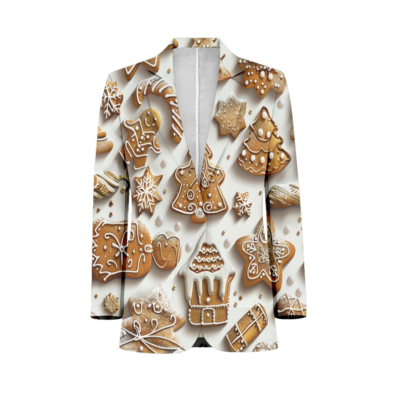Christmas Pattern Of Gingerbread Cookies Mens Suits Shawl Collar Slim ...