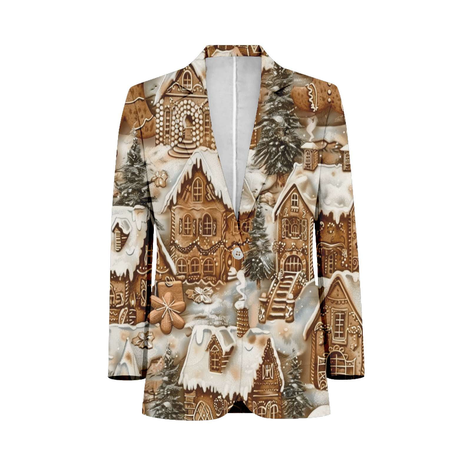 Christmas Pattern Of Gingerbread Cookies Mens Suits Shawl Collar Slim ...