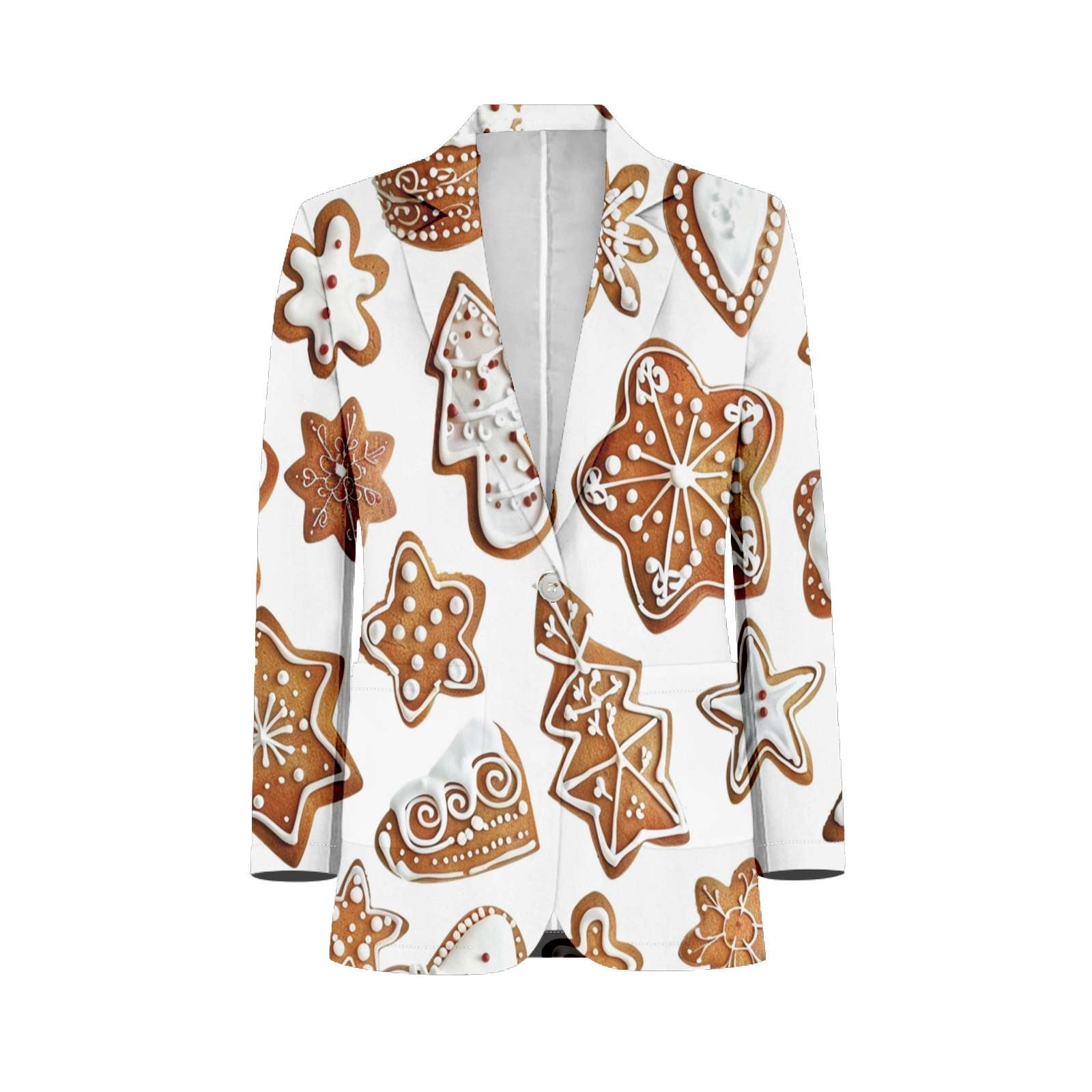 Christmas Pattern Of Gingerbread Cookies Mens Suits Shawl Collar Slim ...