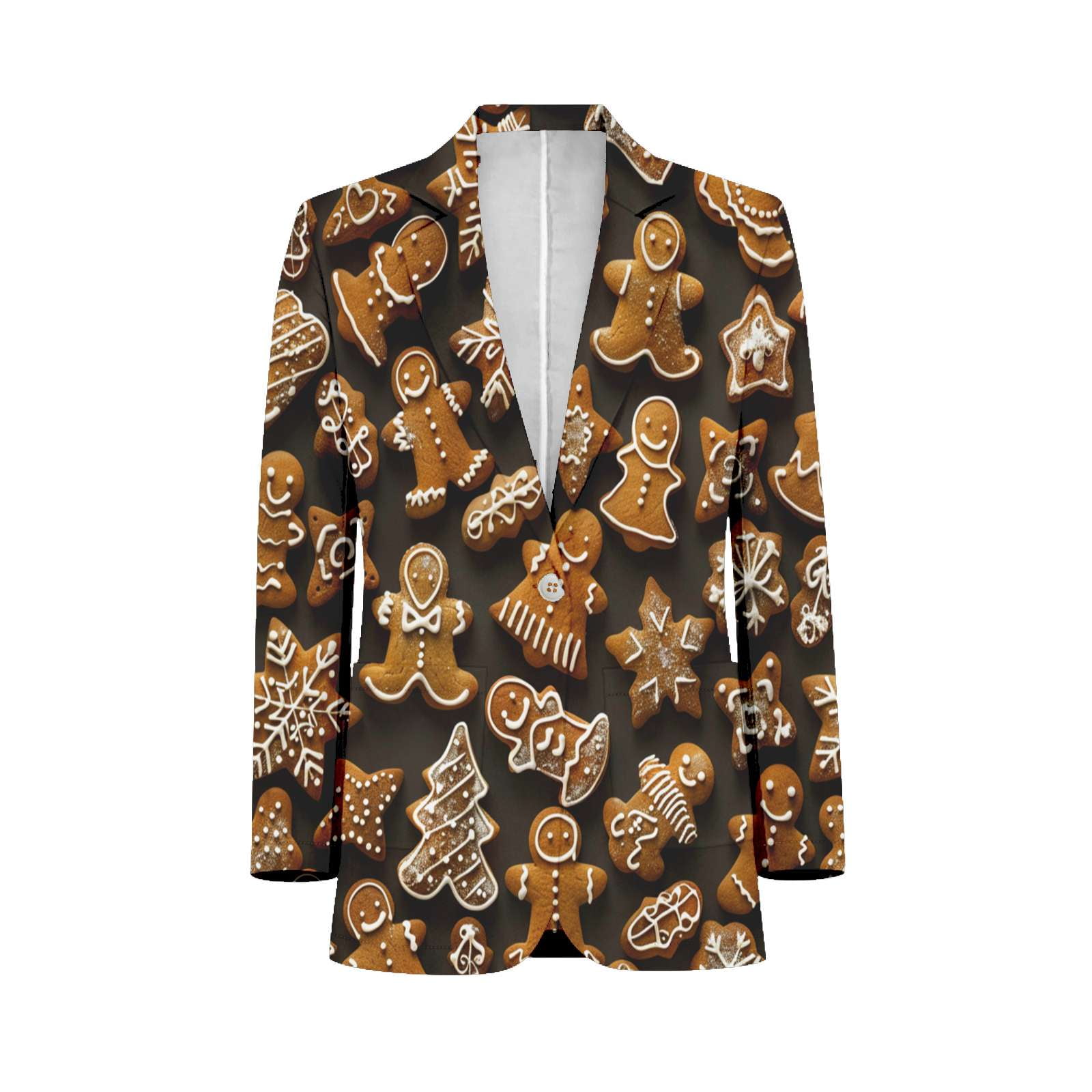Christmas Pattern Of Gingerbread Cookies Mens Suits Shawl Collar Slim ...