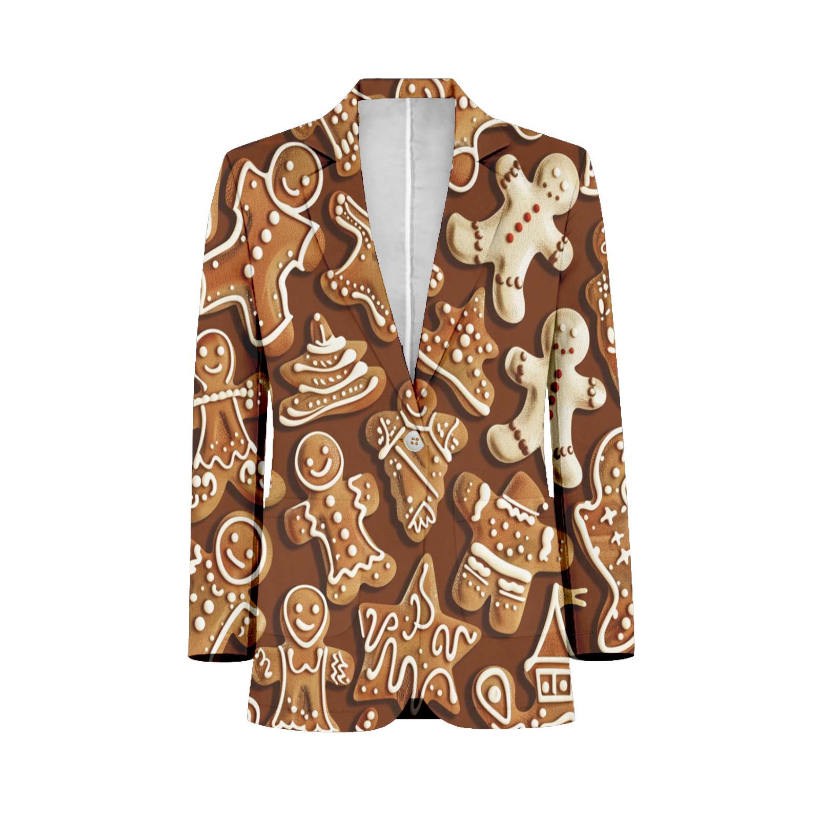 Christmas Pattern Of Gingerbread Cookies Mens Suits Shawl Collar Slim ...