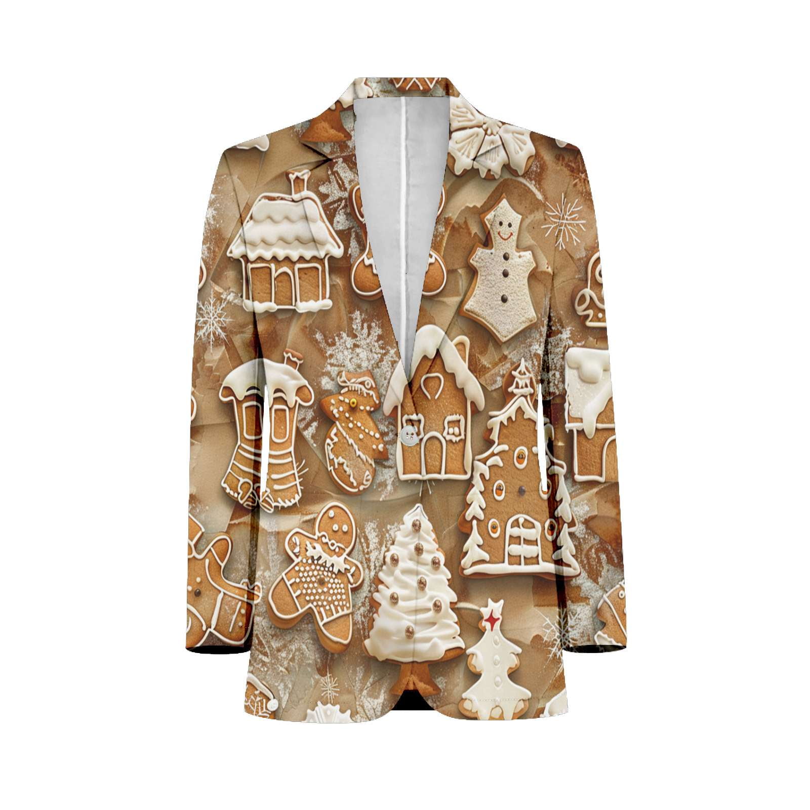 Christmas Pattern Of Gingerbread Cookies Mens Suits Shawl Collar Slim ...