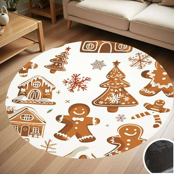 Christmas Pattern Of Gingerbread Cookies Round Carpet Living Room ...