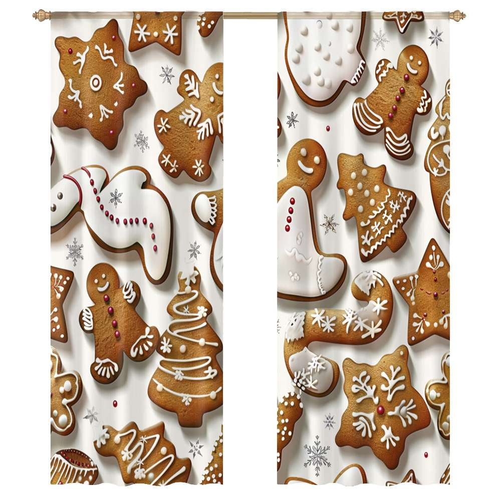 Christmas Pattern Of Gingerbread Cookies Tulle Curtains For Living Room ...