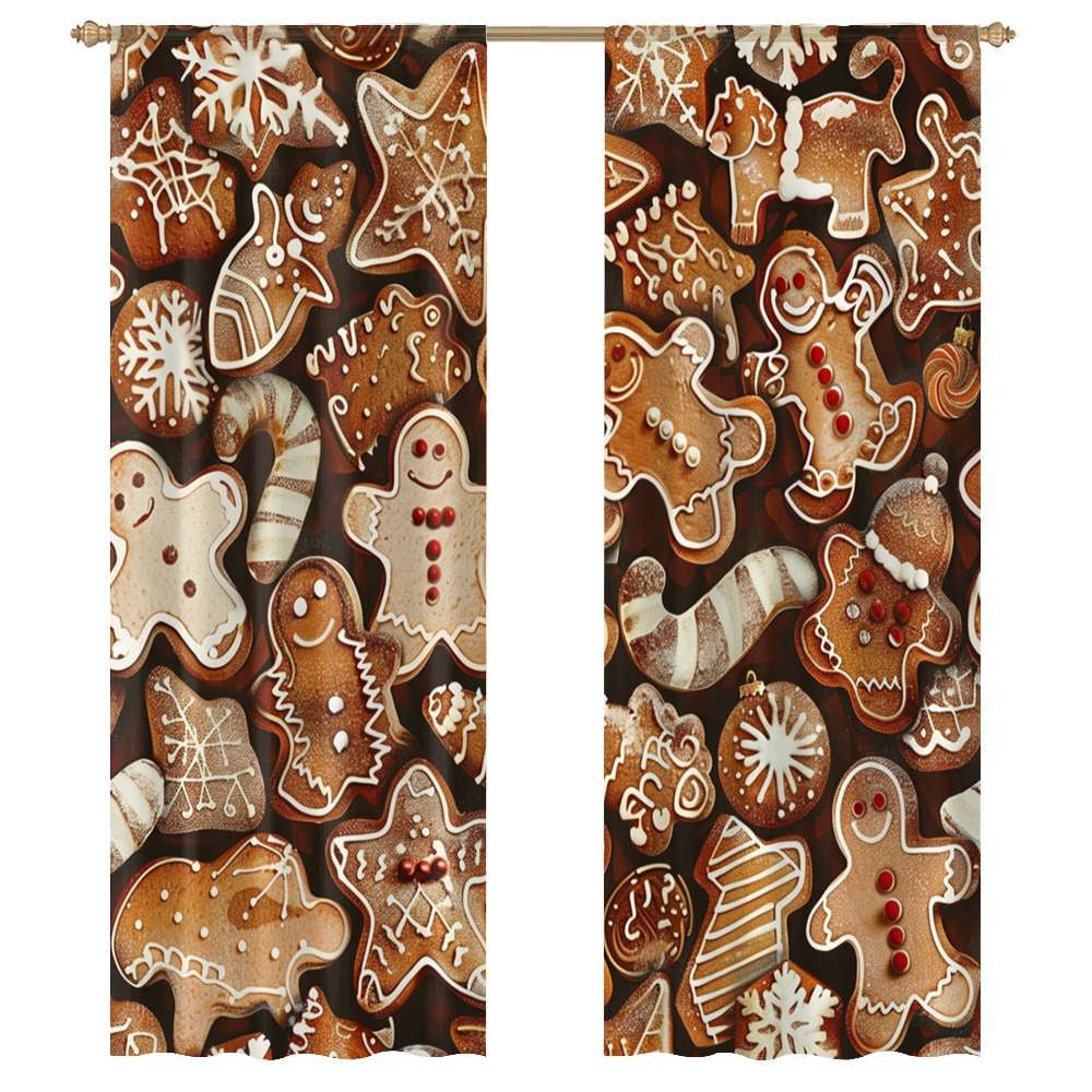 Christmas Pattern Of Gingerbread Cookies Tulle Curtains For Living Room ...
