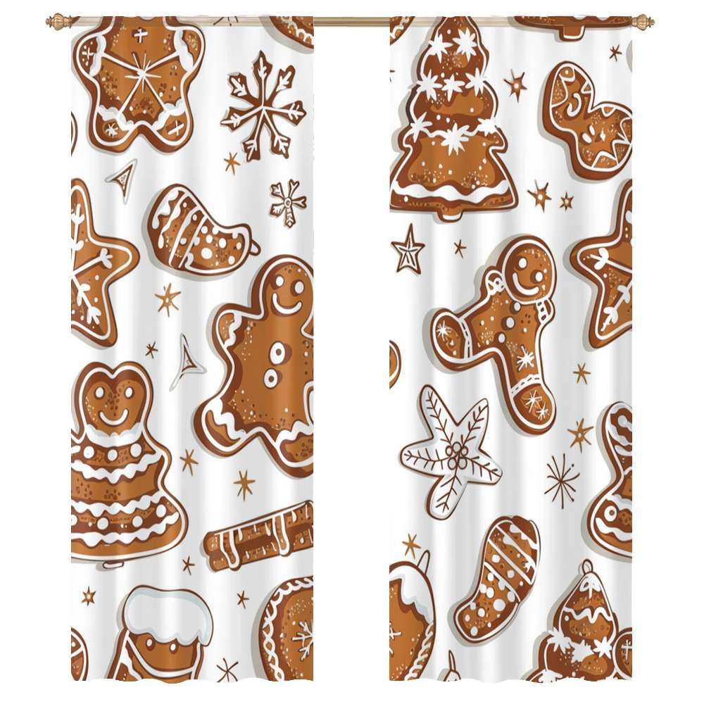 Christmas Pattern Of Gingerbread Cookies Tulle Curtains For Living Room ...