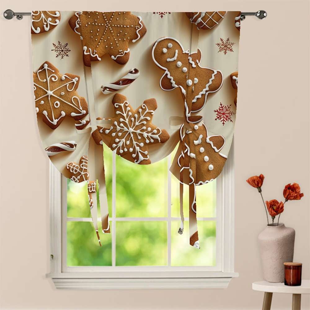 Christmas Pattern Of Gingerbread Cookies Window Curtain for Living Room ...