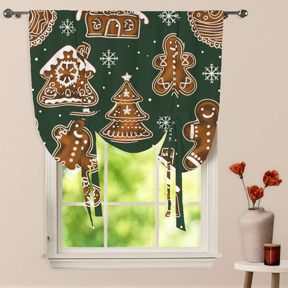 Christmas Pattern Of Gingerbread Cookies Window Curtain for Living Room ...