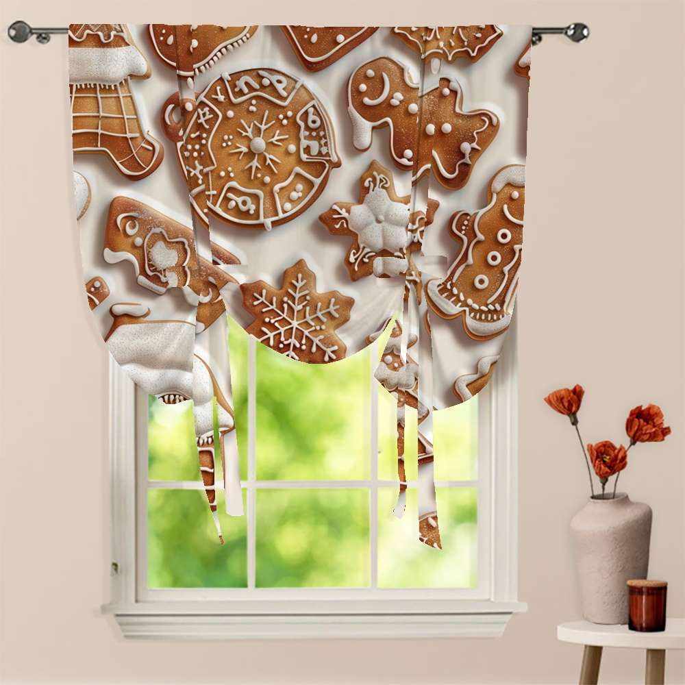 Christmas Pattern Of Gingerbread Cookies Window Curtain for Living Room ...