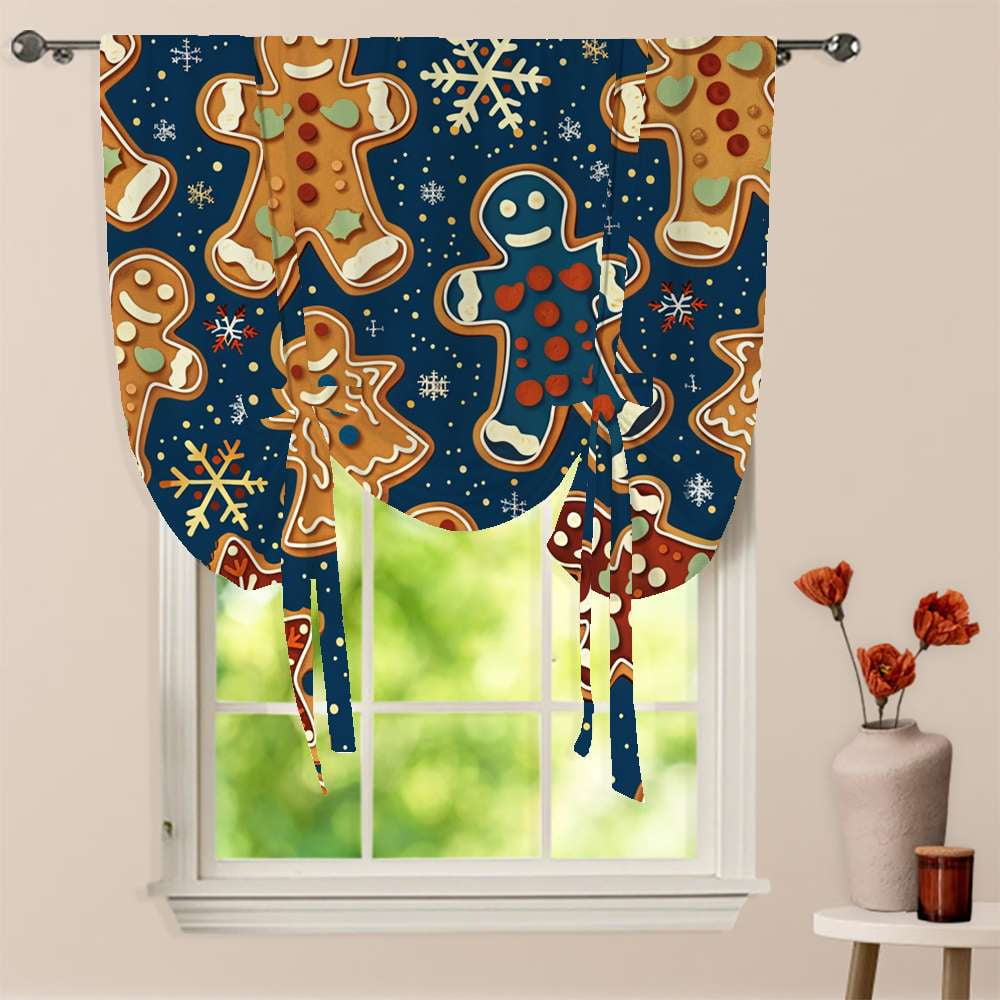 Christmas Pattern Of Gingerbread Cookies Window Curtain for Living Room ...