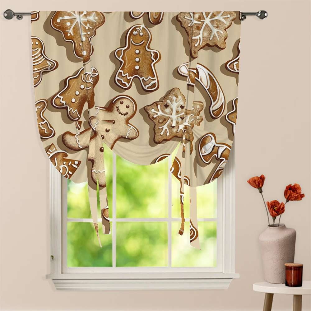 Christmas Pattern Of Gingerbread Cookies Window Curtain for Living Room ...