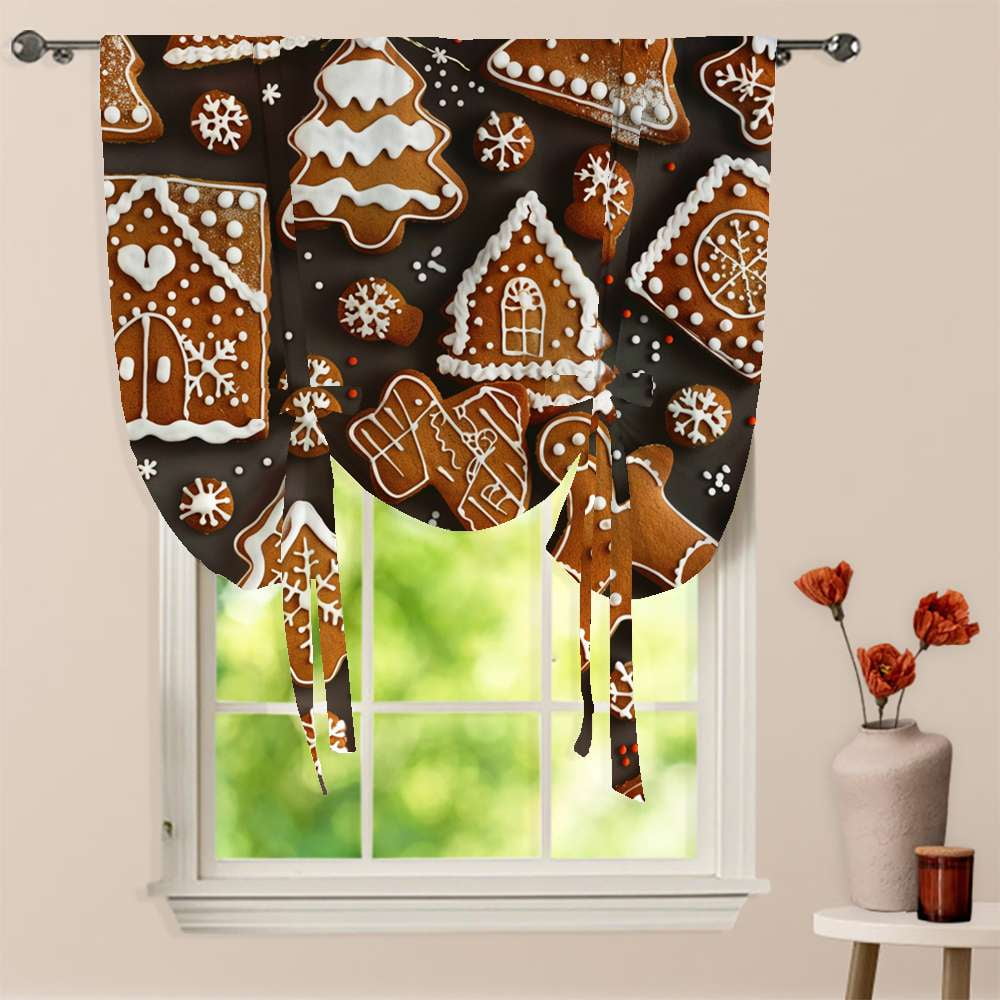 Christmas Pattern Of Gingerbread Cookies Window Curtain for Living Room ...