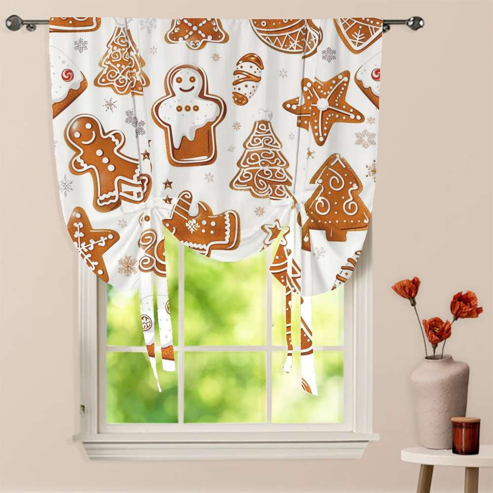Christmas Pattern Of Gingerbread Cookies Window Curtain for Living Room ...