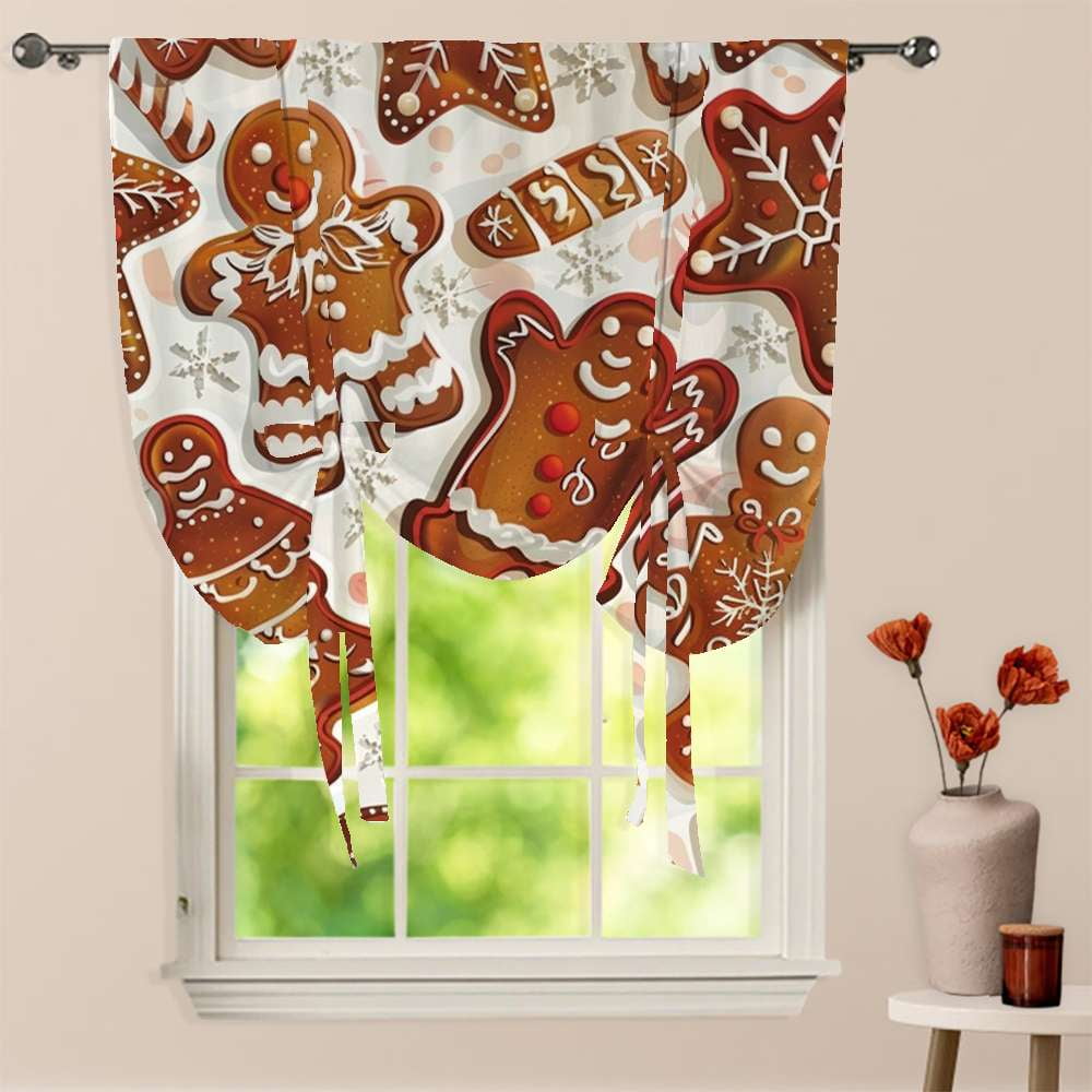 Christmas Pattern Of Gingerbread Cookies Window Curtain for Living Room ...