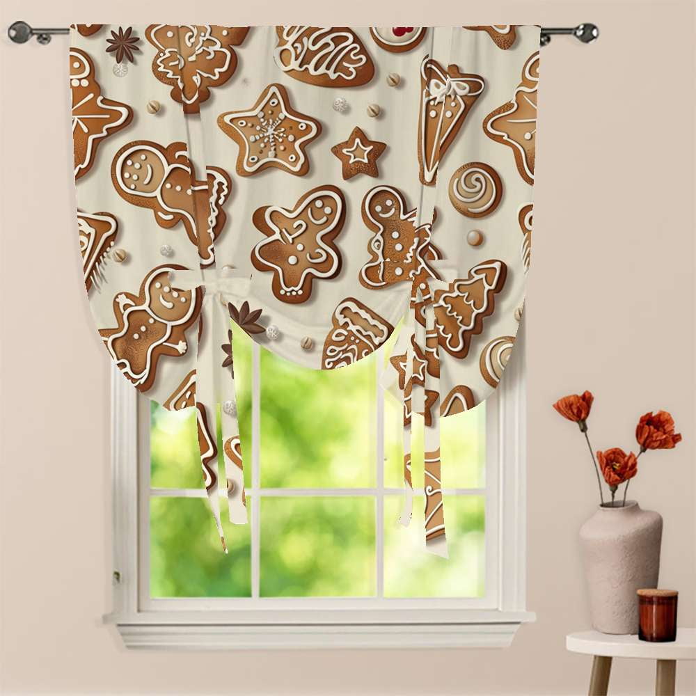Christmas Pattern Of Gingerbread Cookies Window Curtain for Living Room ...